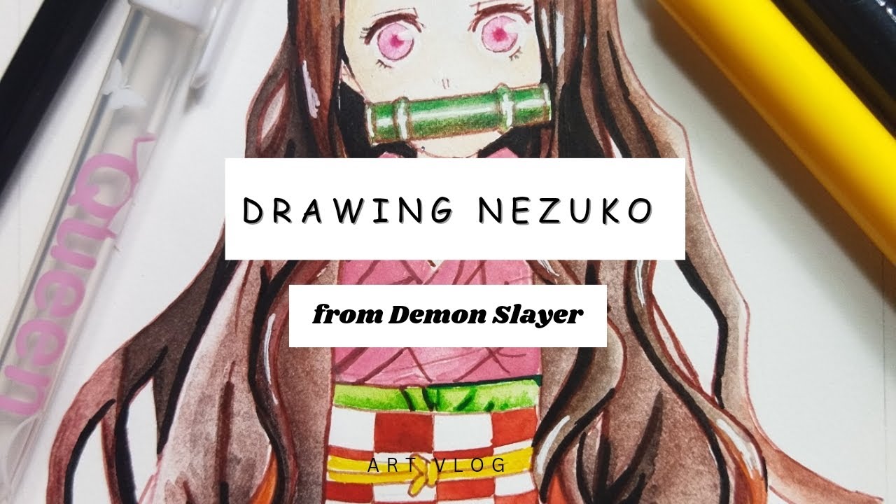 Drawing Nezuko with watercolor 🎨 - YouTube