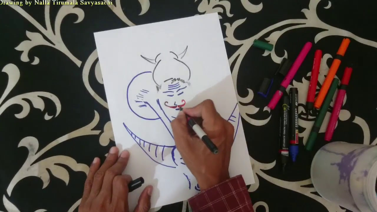 How To Draw Lord Of Death - Yamadharma Raja - YouTube
