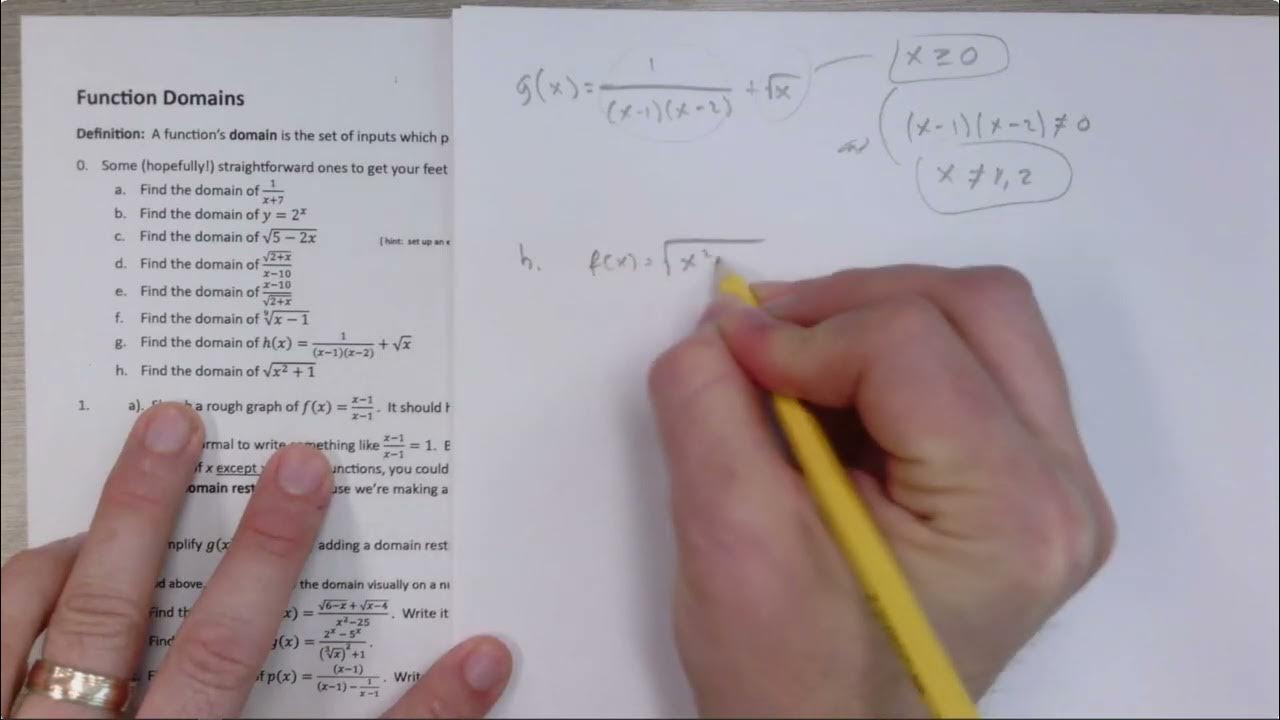 1 - function domains problem set solutions - YouTube