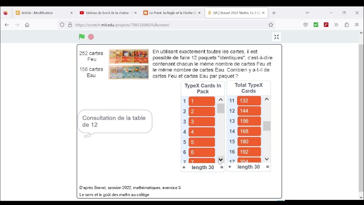 [VC] Brevet 2022 mathématiques, exercice N°3 question 2c ; réalisé sur ...