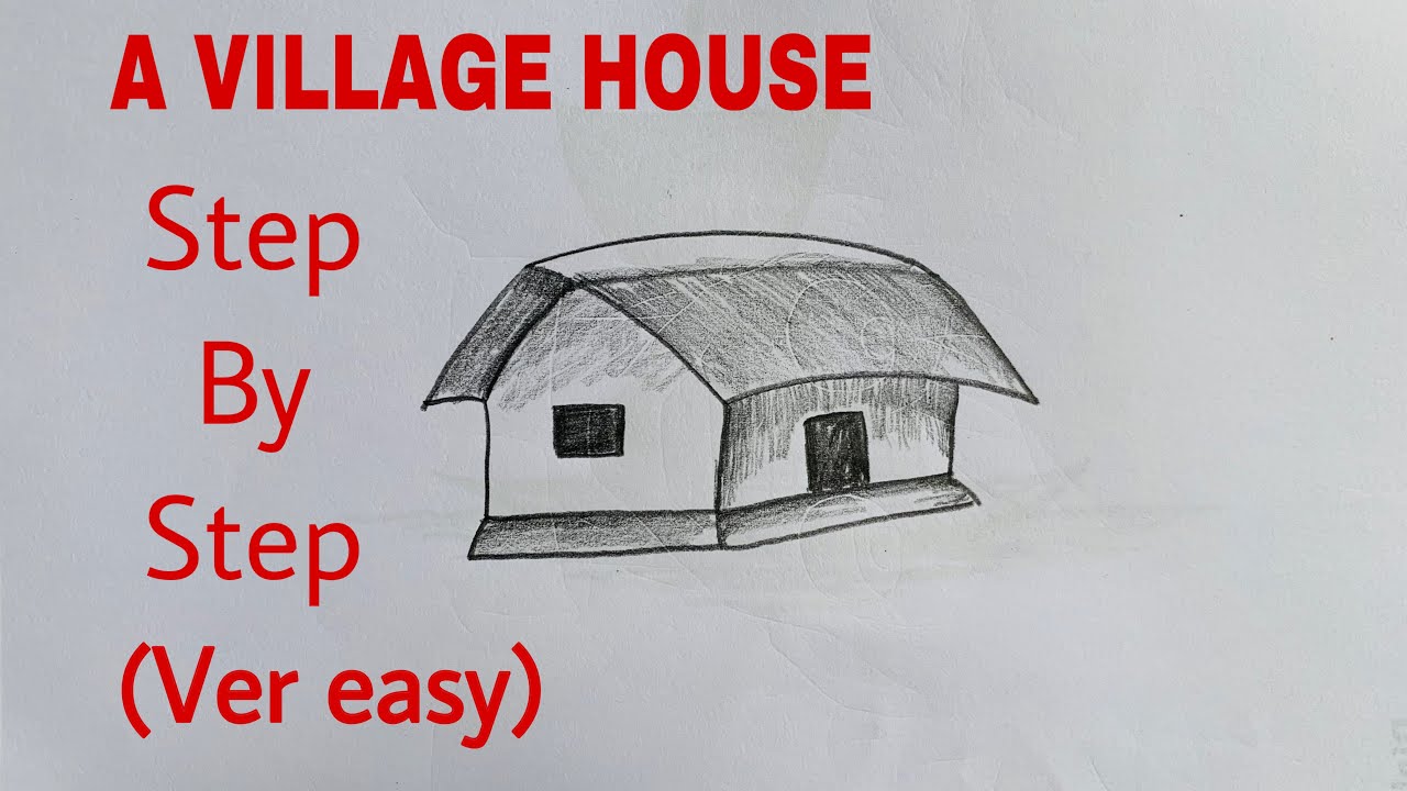 How to draw A Village House step by step (very easy) || art video - YouTube