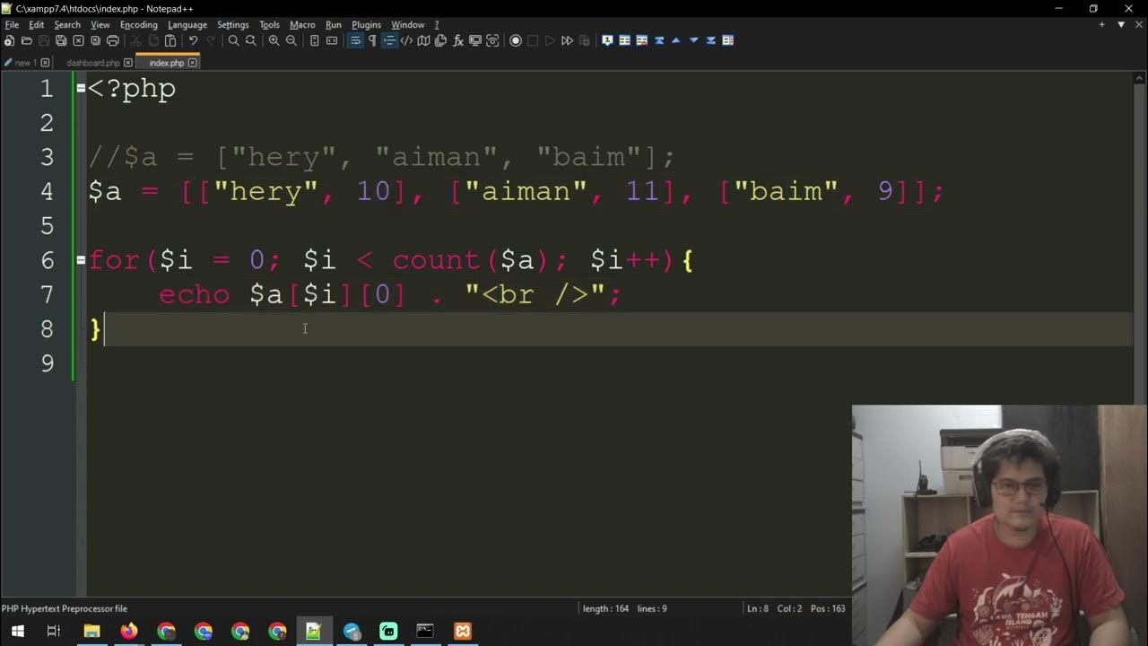 belajar php part 12 - nested array, for loop array - YouTube