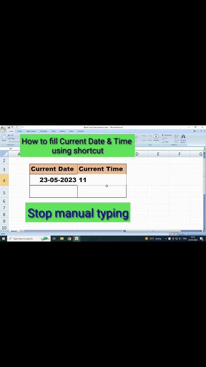 Excel Current Date And Time Using Short Cut Key Youtube