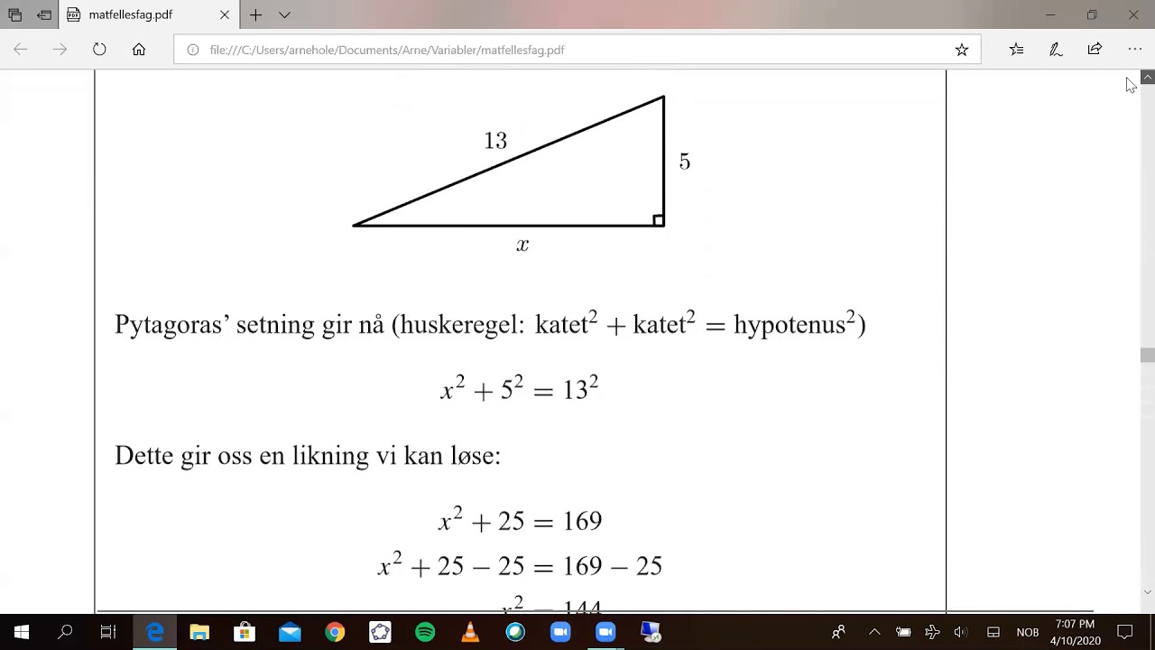 Matematikk fellesfag 5.8: Pytagoras' setning - YouTube