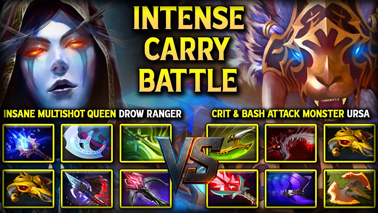 INTENSE HARD CARRY BATTLE | Insane Multshot Queen Drow Ranger Vs. CRIT ...