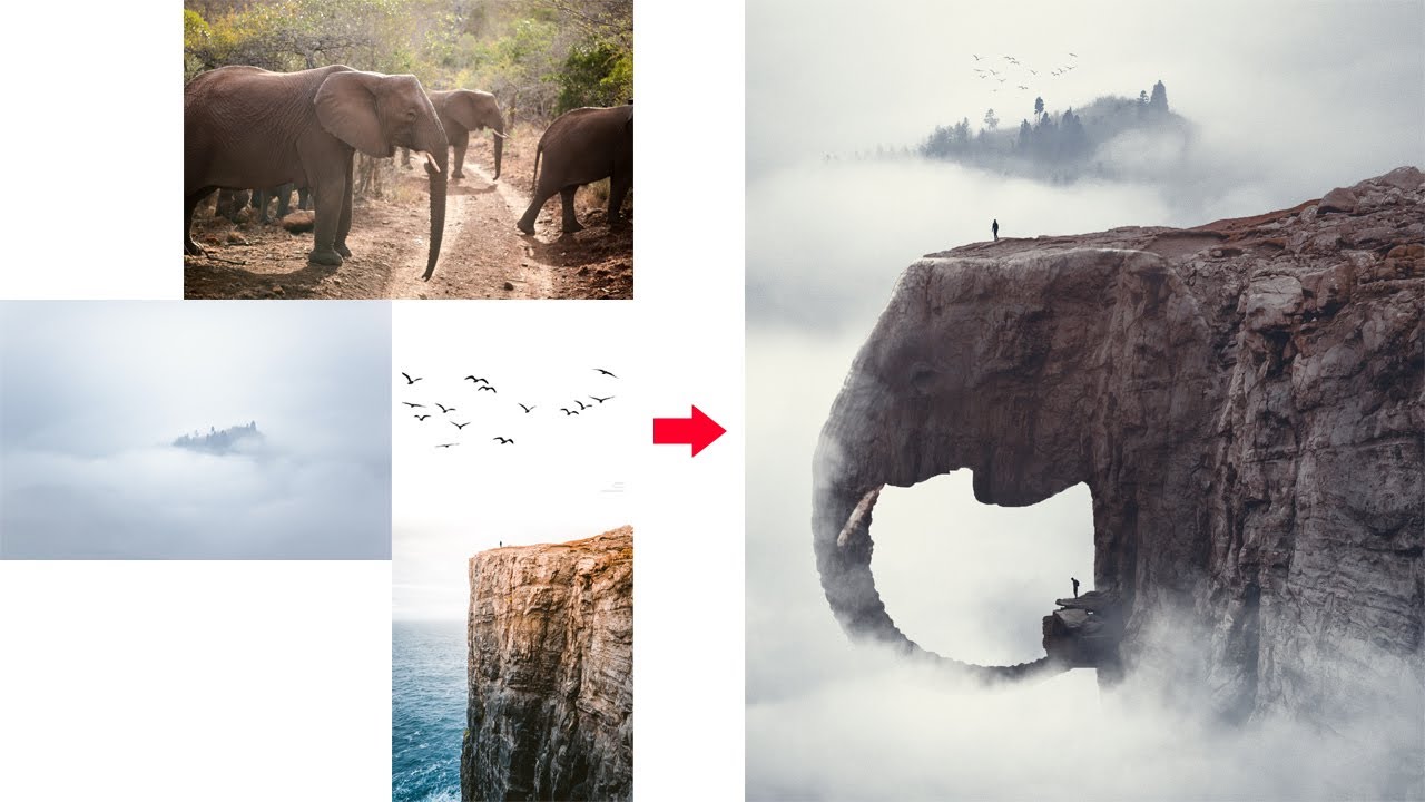 Mountain Elephant Photo Manipulation | Elephant Cliff Photo ...