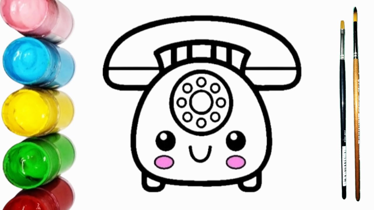 How to Draw and Color a Cute Phone | Cara menggambar dan mewarnai ...
