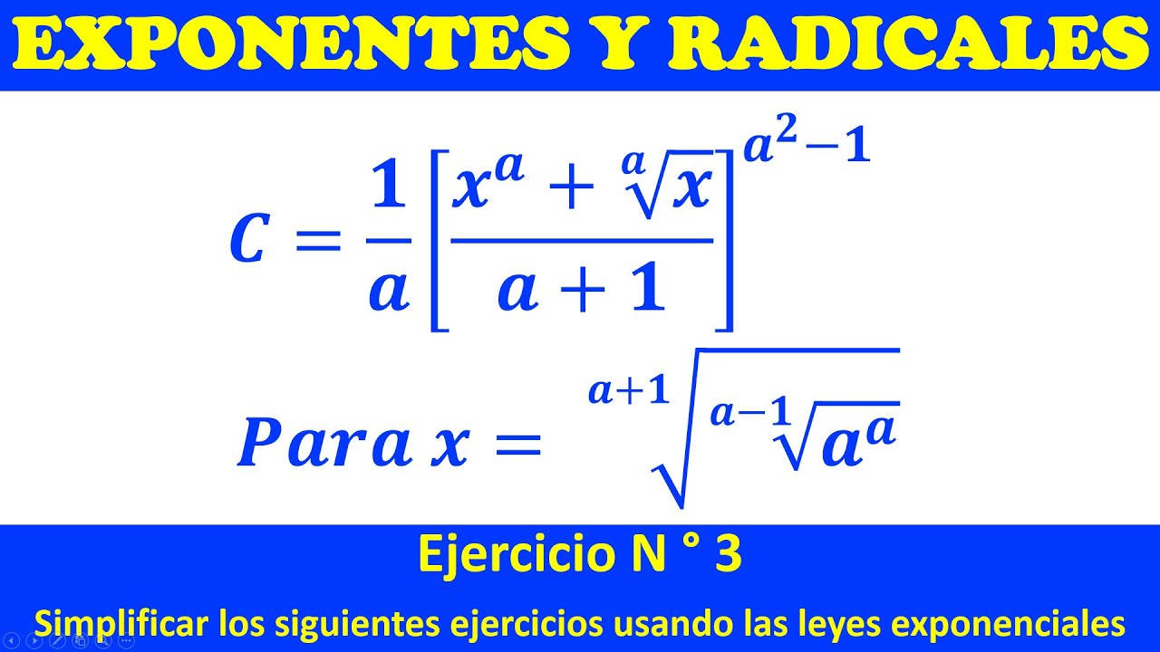 Exponentes y Radicales N° 3 Mate Pre Uni Tec RF - YouTube