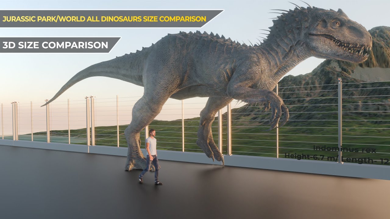 Jurassic Park/WORLD All Dinosaurs 3D size comparison - YouTube