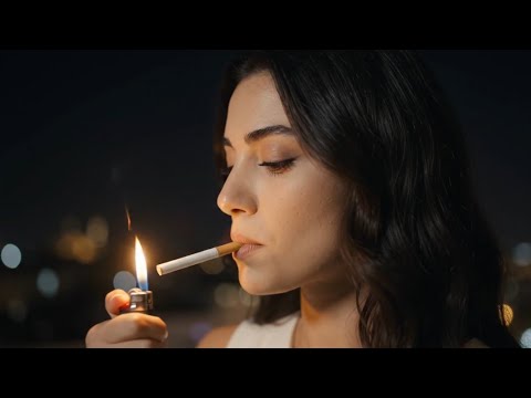 Mira beautiful & pretty Turkish beautiful smoker girl smoking with white dress night time