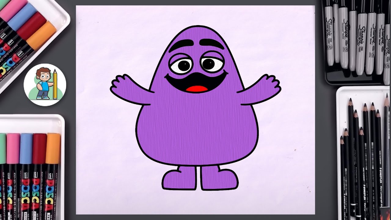 how to draw grimace | step by step easy drawing tutorial - YouTube