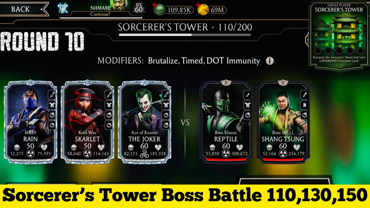 Sorcerer’s Tower Bosses Battle 110 , 130 & 150 Fight + Reward | MK ...