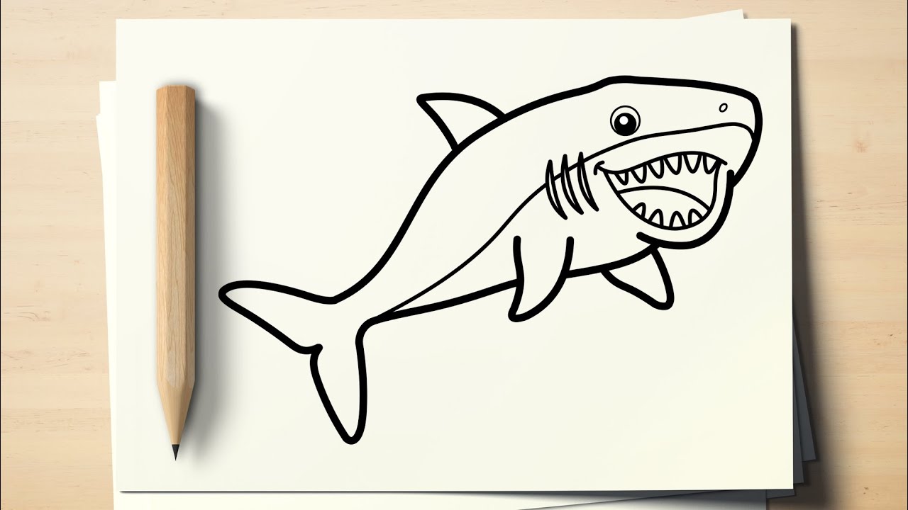 Simple Drawing Megalodon #simpledrawing #megalodon - YouTube