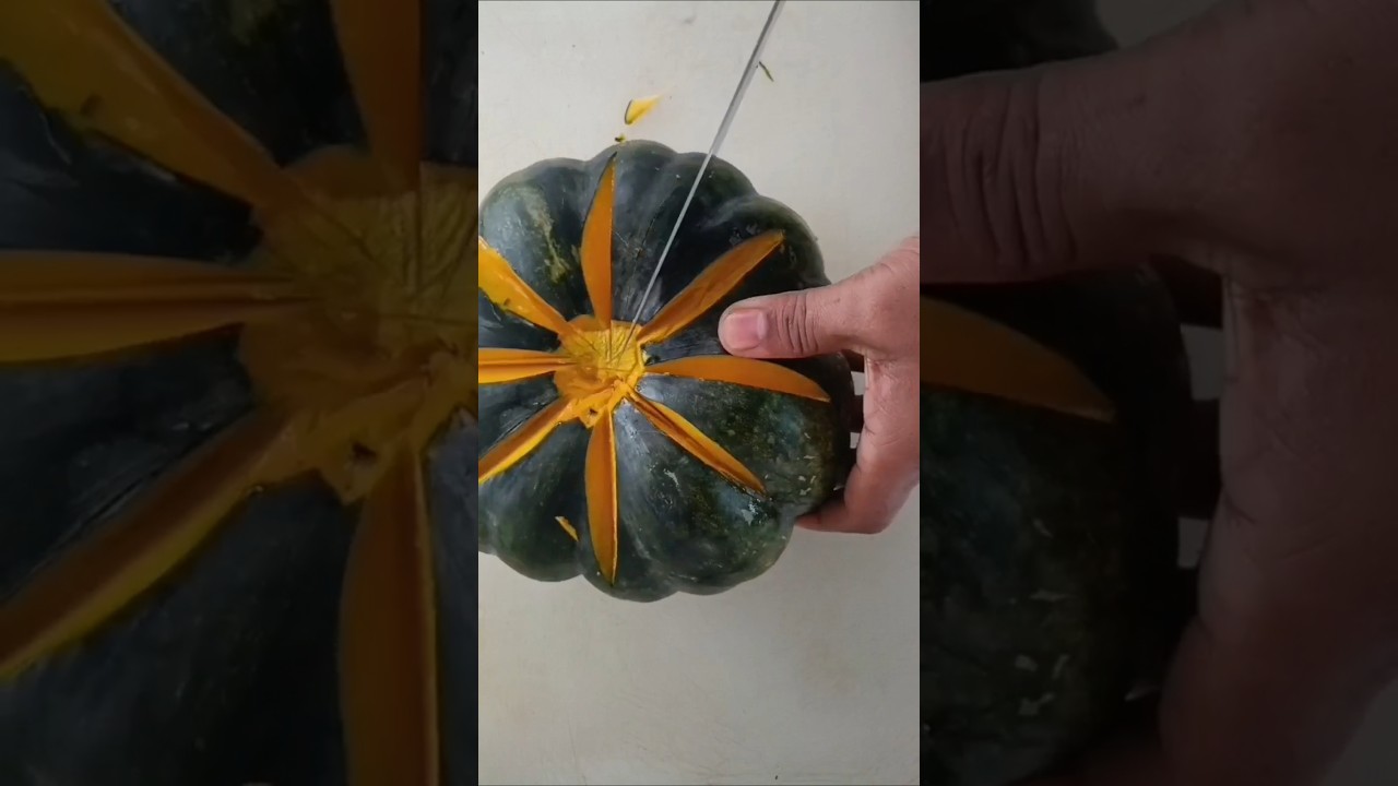 RED PUMPKIN CARVING FLOWER l RED PUMPKIN GANESH IDEA EASY #sorts #food ...