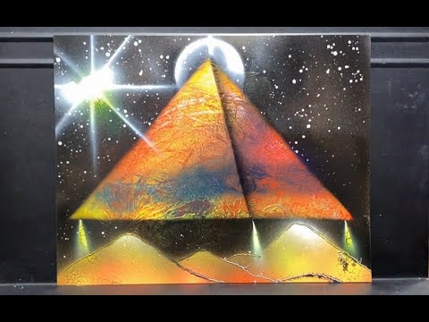 Pyramid Takeoff From a Distant Planet. NEON FX Spray Paint Art - YouTube