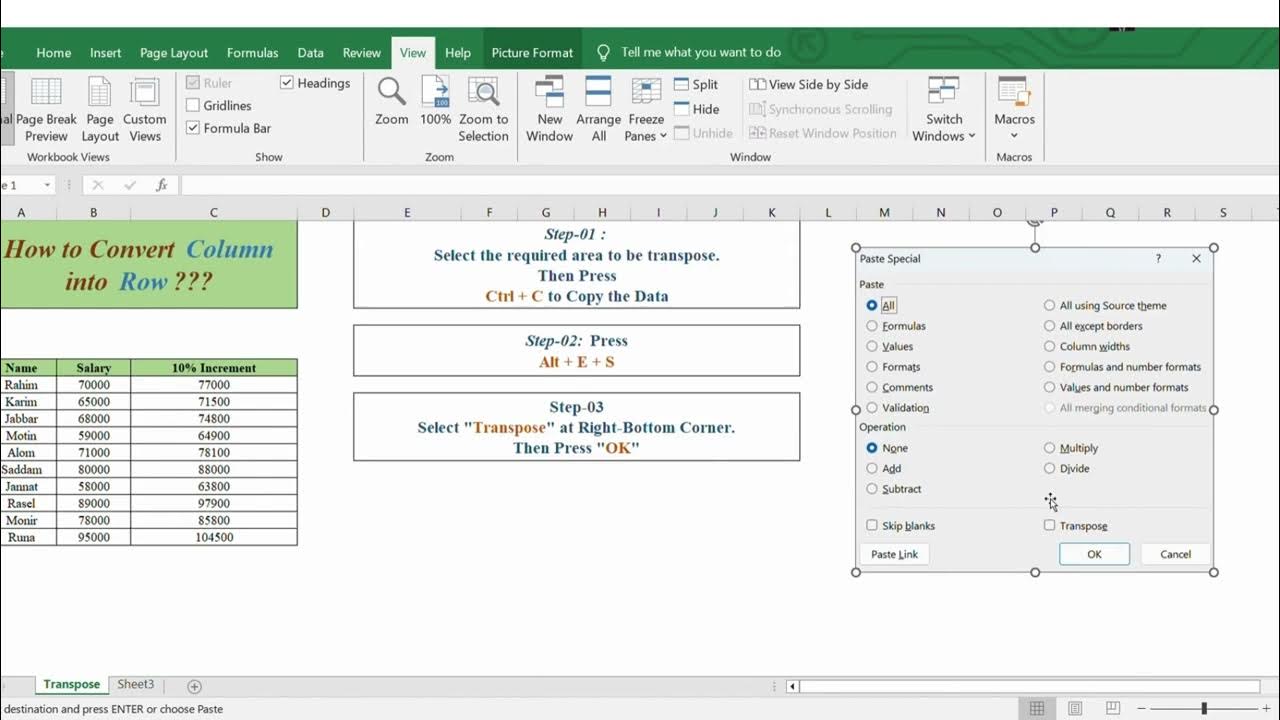 Transpose Function in MS Excel - YouTube