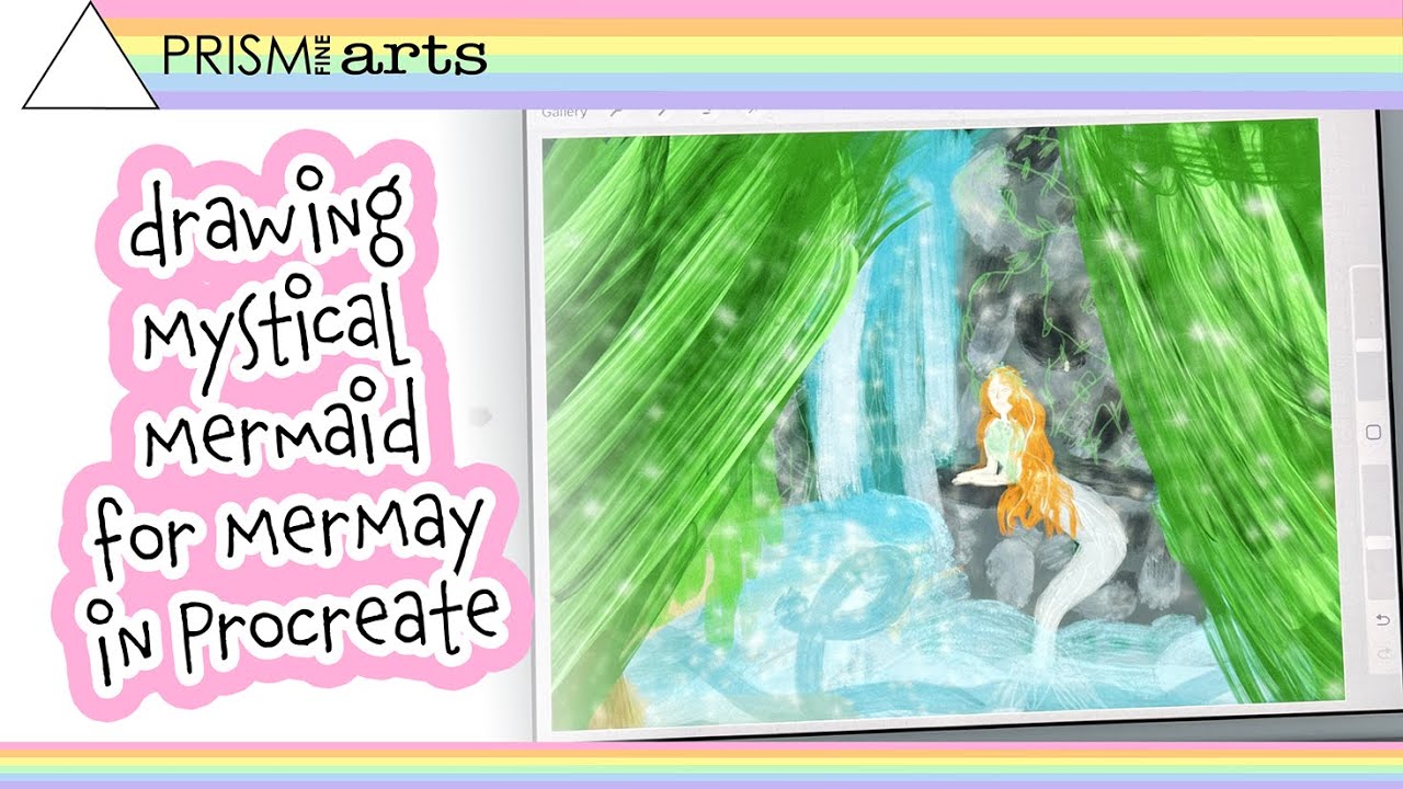 Drawing a Mystical Mermaid Near a Waterfall for MerMay in Procreate ...