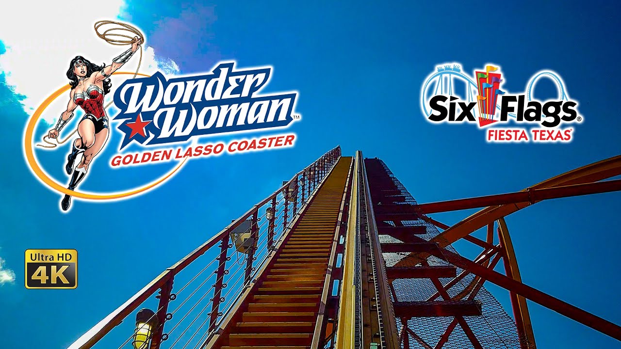 October 2022 Wonder Woman Golden Lasso Coaster Front Seat On Ride 4K ...