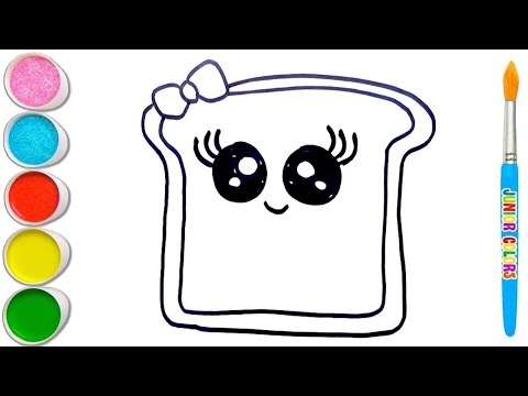 HOW TO DRAW TOAST | Happy Bread | Cute Toast Drawing, Painting and ...