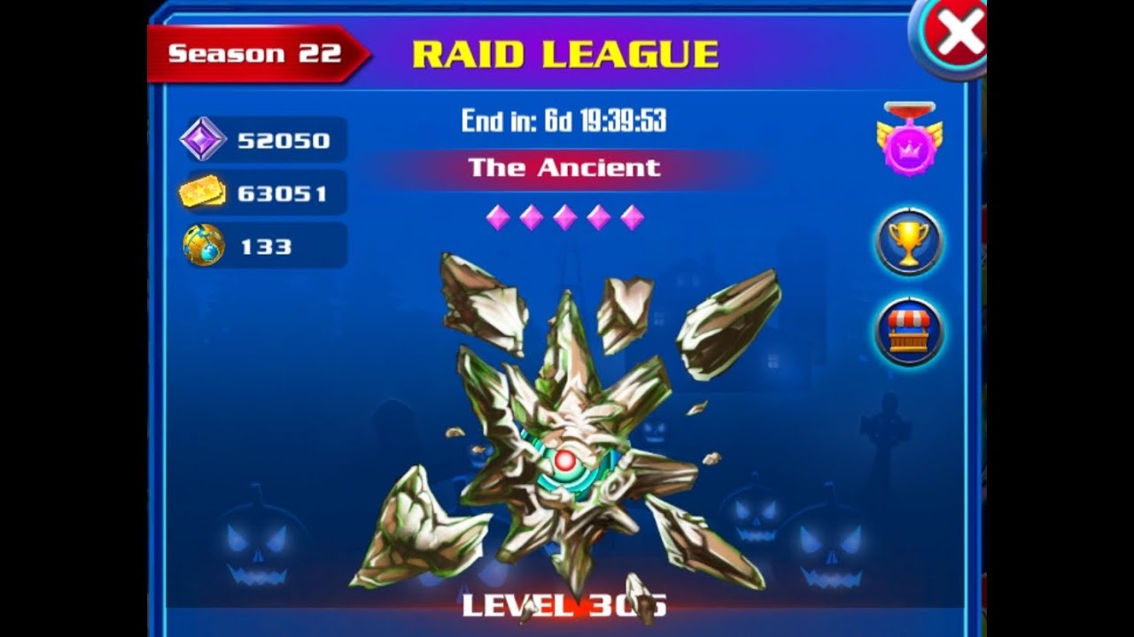 THE ANCIENT 301-305 BOSS RAID LEAGUE LEVEL *galaxy attack* alien ...