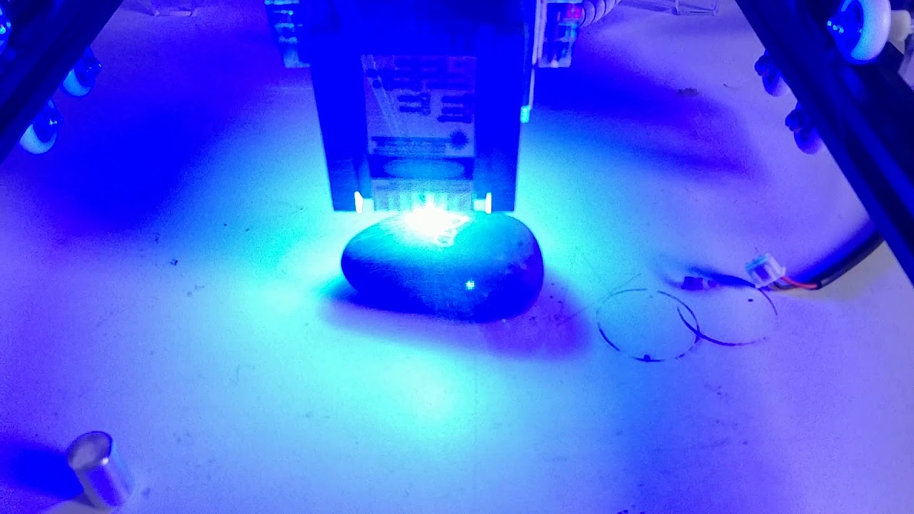 15W blue laser engrave on stone - YouTube