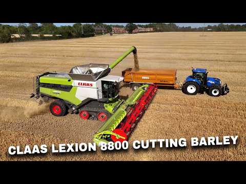 4Kᵁᴴᴰ Harvest 2026: Readhead's Claas Lexion 8800 TT with Convio 1230 header cutting barley