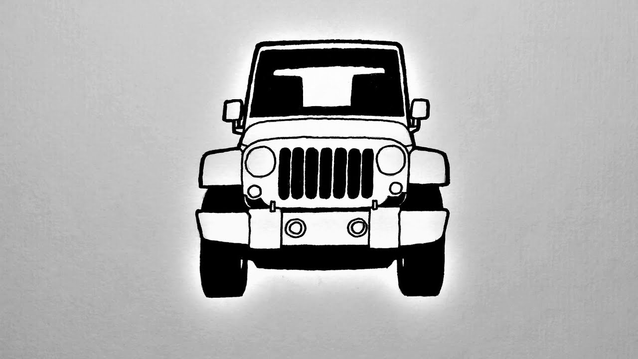 How to Draw a Jeep Car (Front View) - YouTube