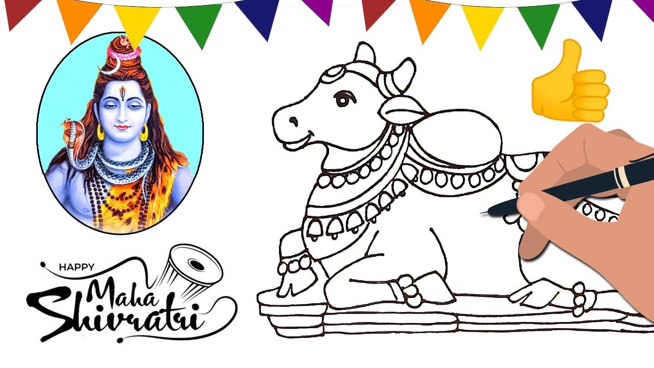 Lord shiva's Nandi statue drawing easy - How to draw nandi statue of ...