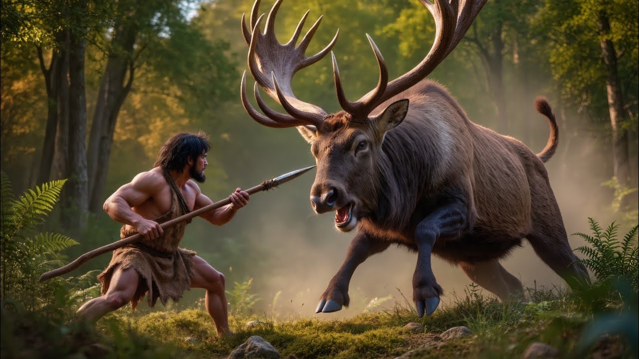 Survival Battle: Prehistoric Humans vs. Ferocious Forest Deer - YouTube