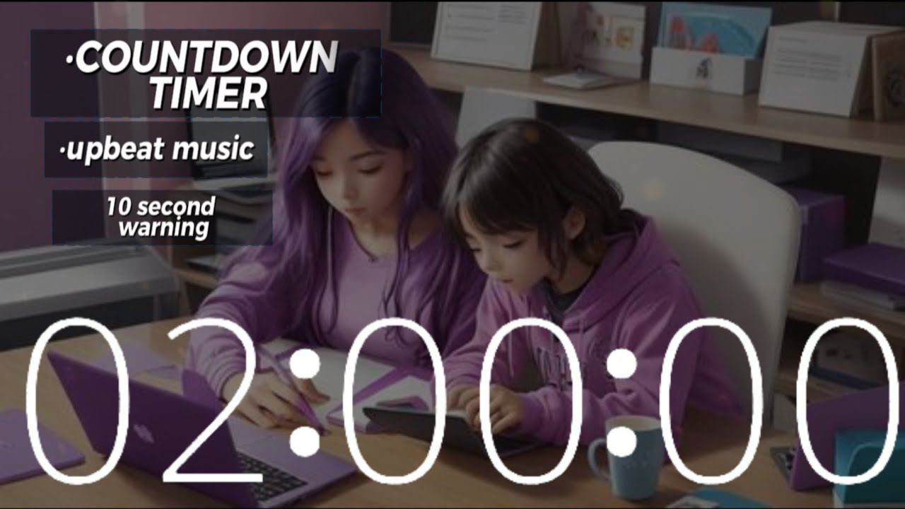 🕒 2 Hour Timer with Countdown & 10 Second Warning Alarm | Lofi Music ...