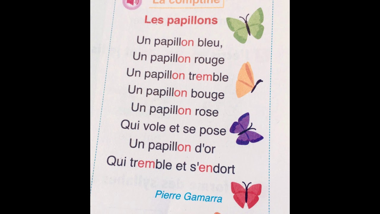 La comptine "les papillons" L'oasis des mots 3AEP par Choukri Omar ...