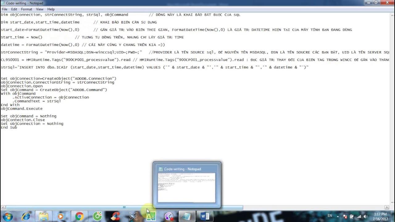 CODE CONNECT BETWEEN WINCC AND SQL SERVER - YouTube