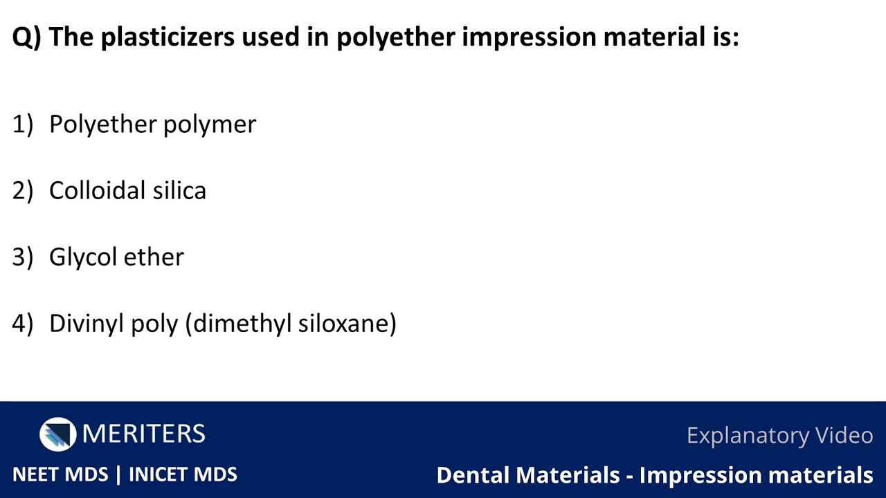 NEET MDS | INICET - Dental Materials - Impression materials ...