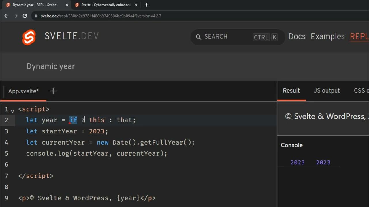 Svelte: how to dynamically update your website's copyright year - YouTube