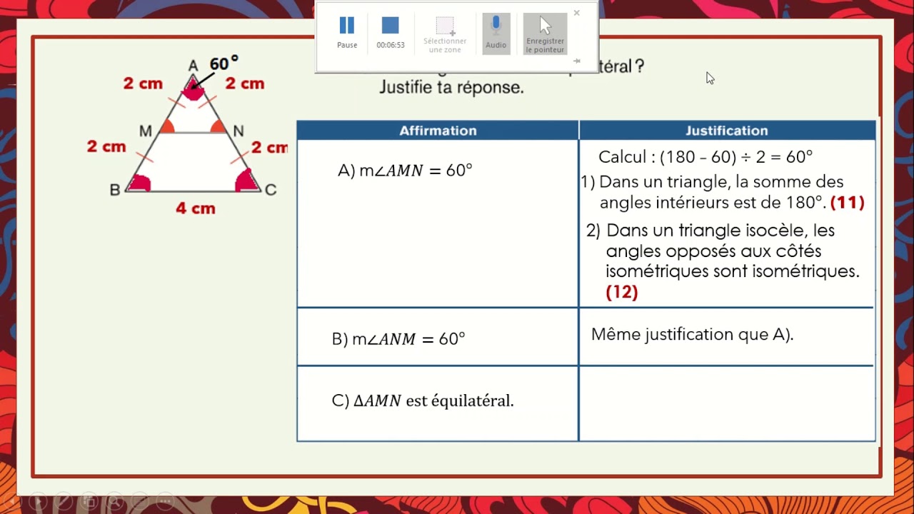 Cours#5b)_Tableaux de types Affirmation/Justification (exemple 2) - YouTube