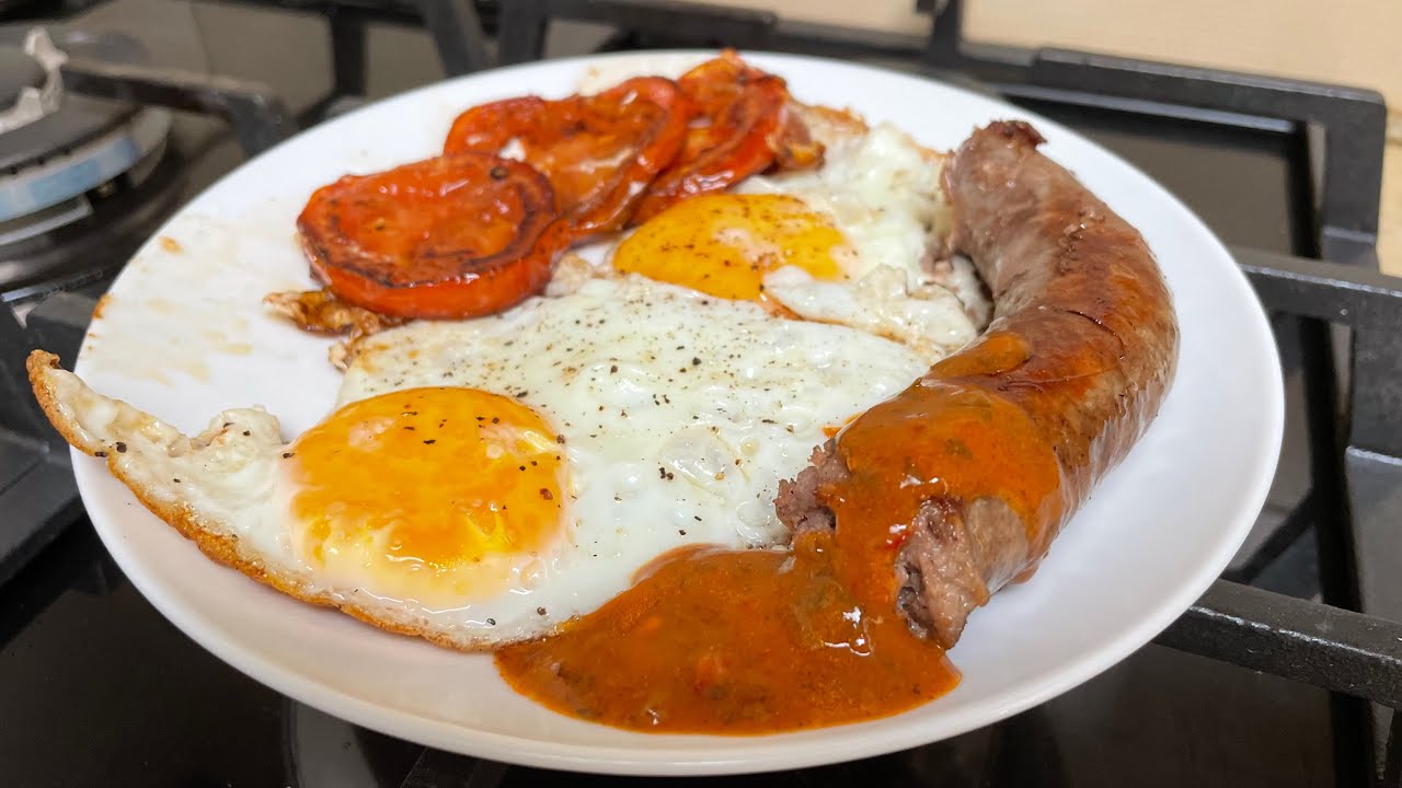 Quickest protein breakfast ever | Delicious beef sausage with chilli ...
