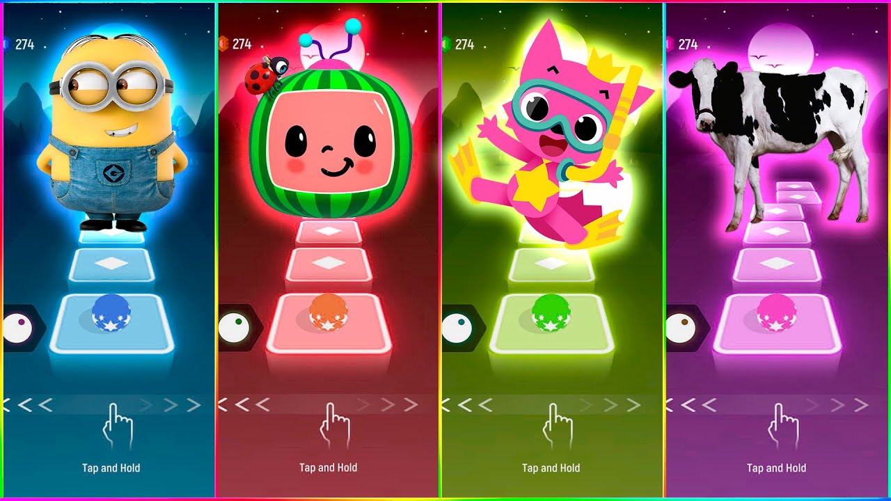 Minions - Cocomelon - Pinkfong - Polish Cow | Tiles Hop: EDM Rush ...