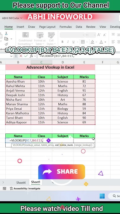 🔥Advance VLOOKUP in Seconds ⏱️ | Excel Magic Trick You Must Know! 💻📊 #abhiinfoworld #exceltips ...