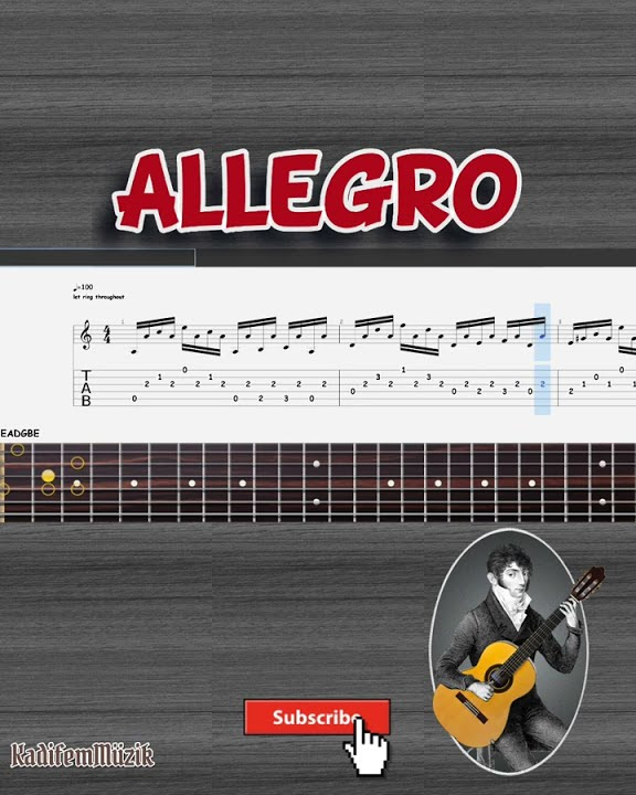 Allegro by Mauro Giuliani Easy Fingerstyle Guitar Tutorial Tabs - YouTube