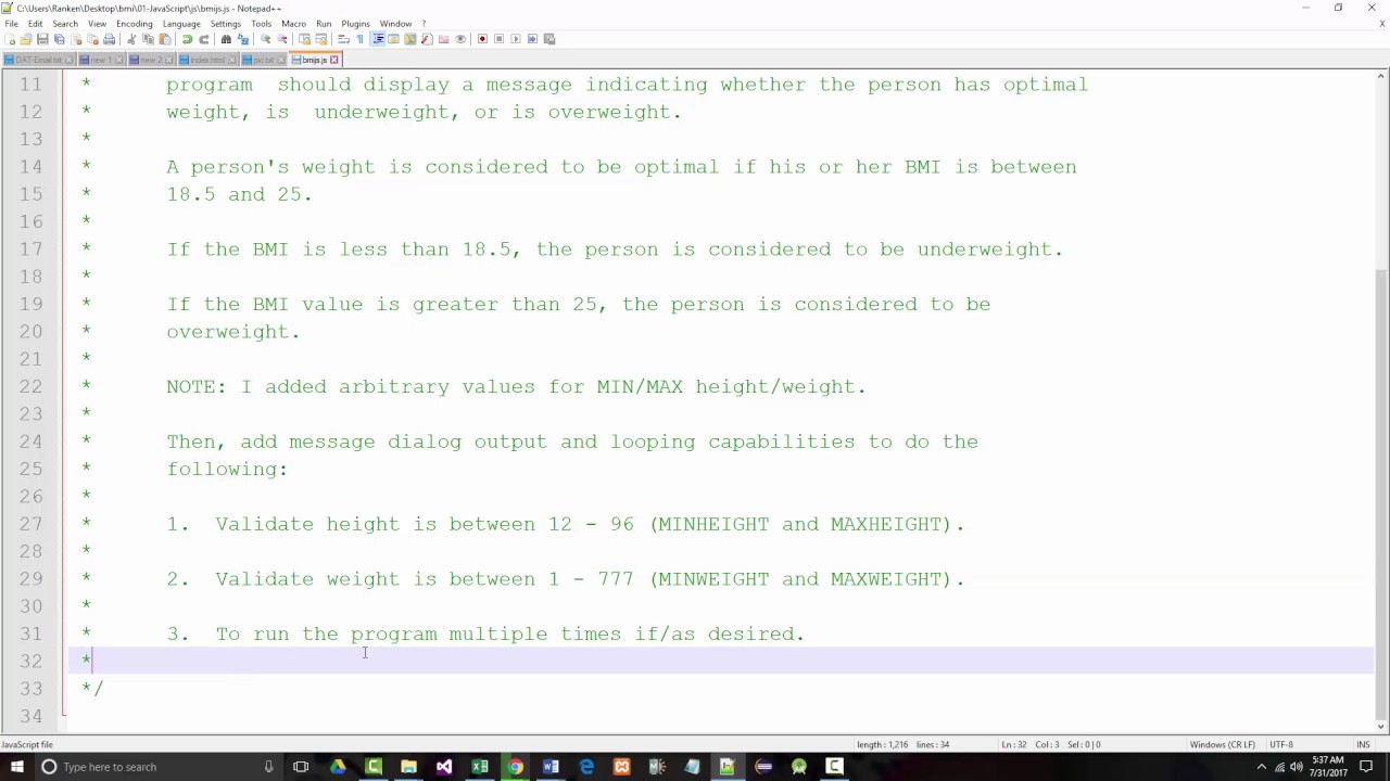AWD1112 - BMI01 - JavaScript Version - YouTube