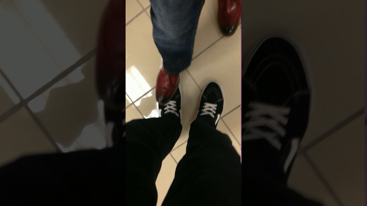 Shoes stepping on shoes - YouTube