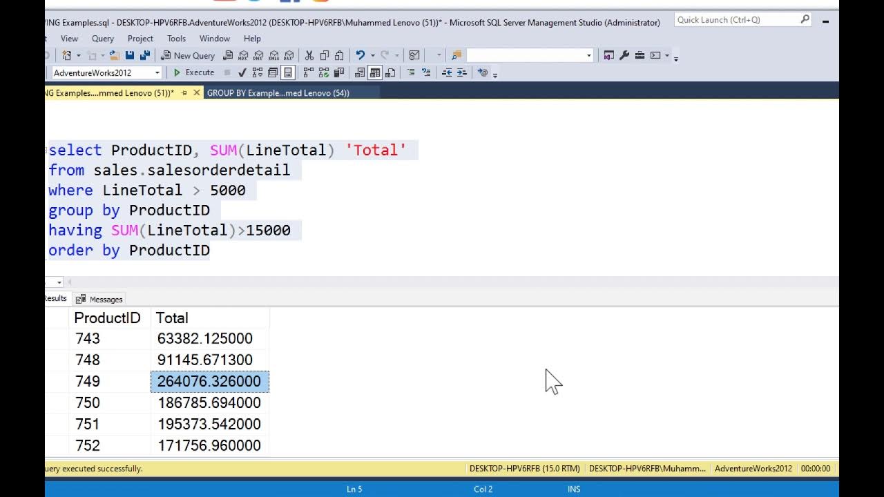 29 HAVING Microsoft SQL Server - YouTube