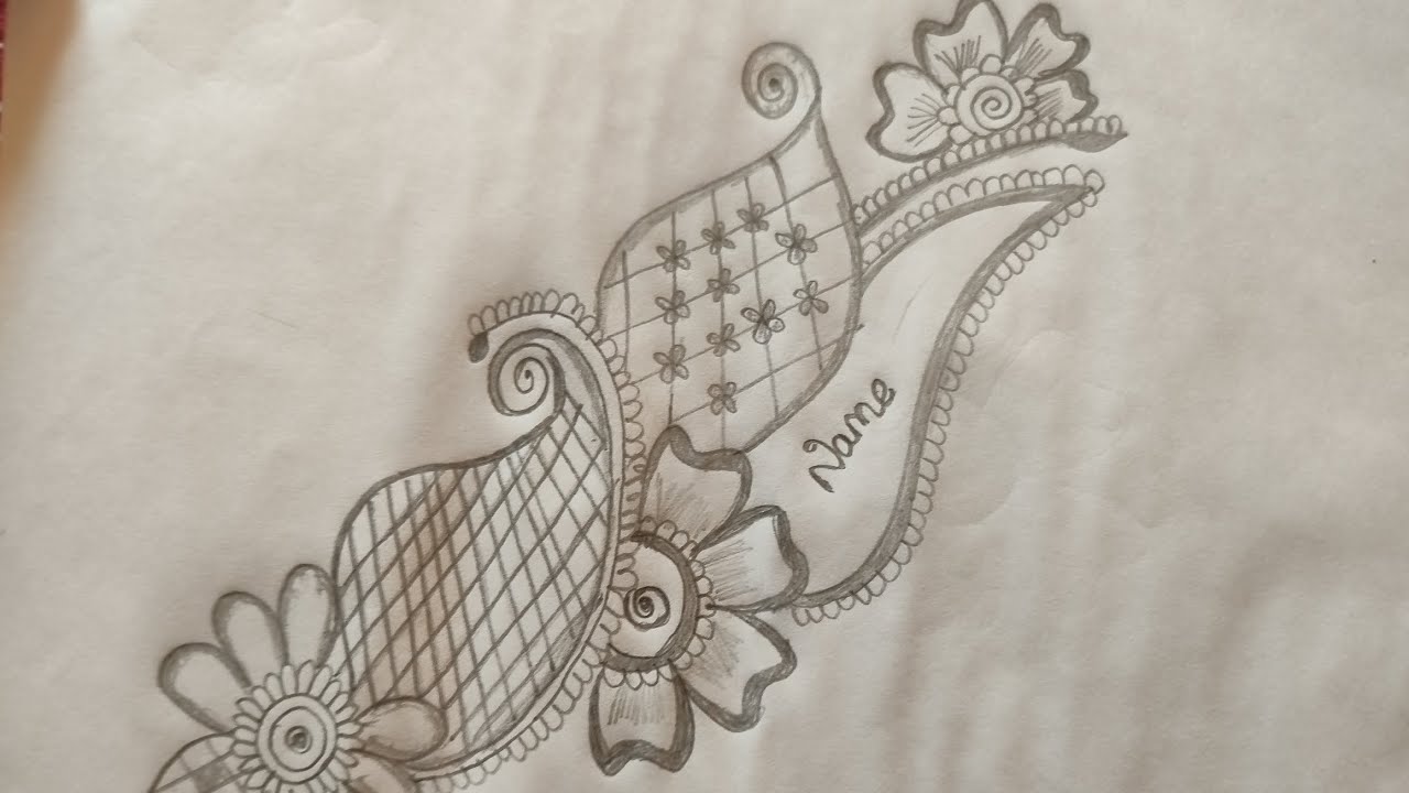Beautiful simple mehndi design||Easy pencil shading mehndi design ...