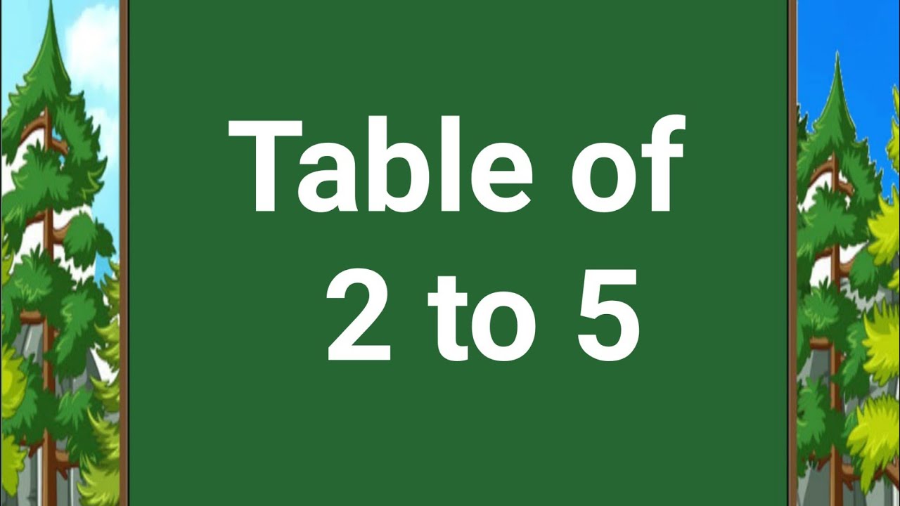 Table of 2 to 5 | Multiplication of 2 to 5 | Tables | #tableof2to5 ...