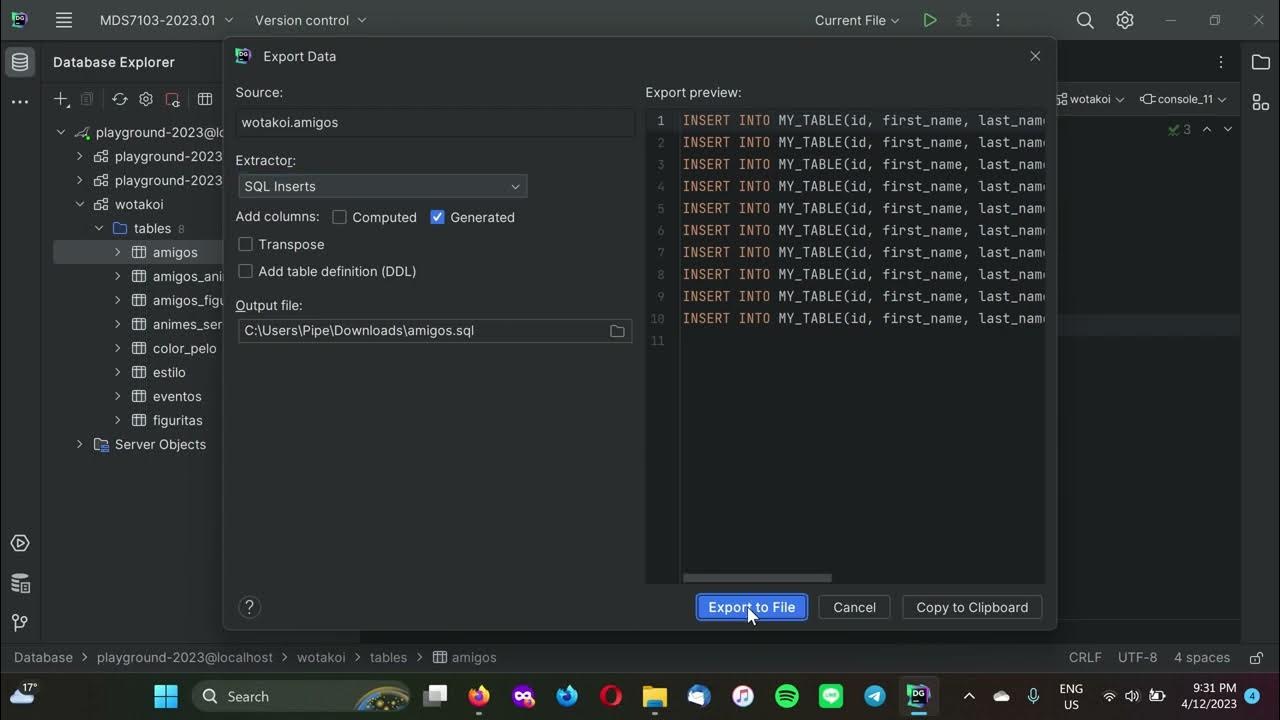 Exportar Datos De Mariadbmysql Usando Datagrip Youtube