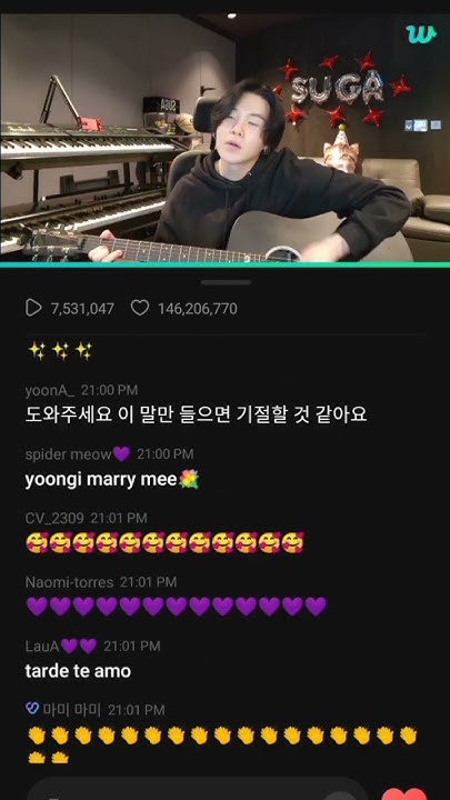 Global live with SUGA even on his birthday....AGUST D reaction on V (taehyung)'s comments..🥰🥳🥳💖💖 ...