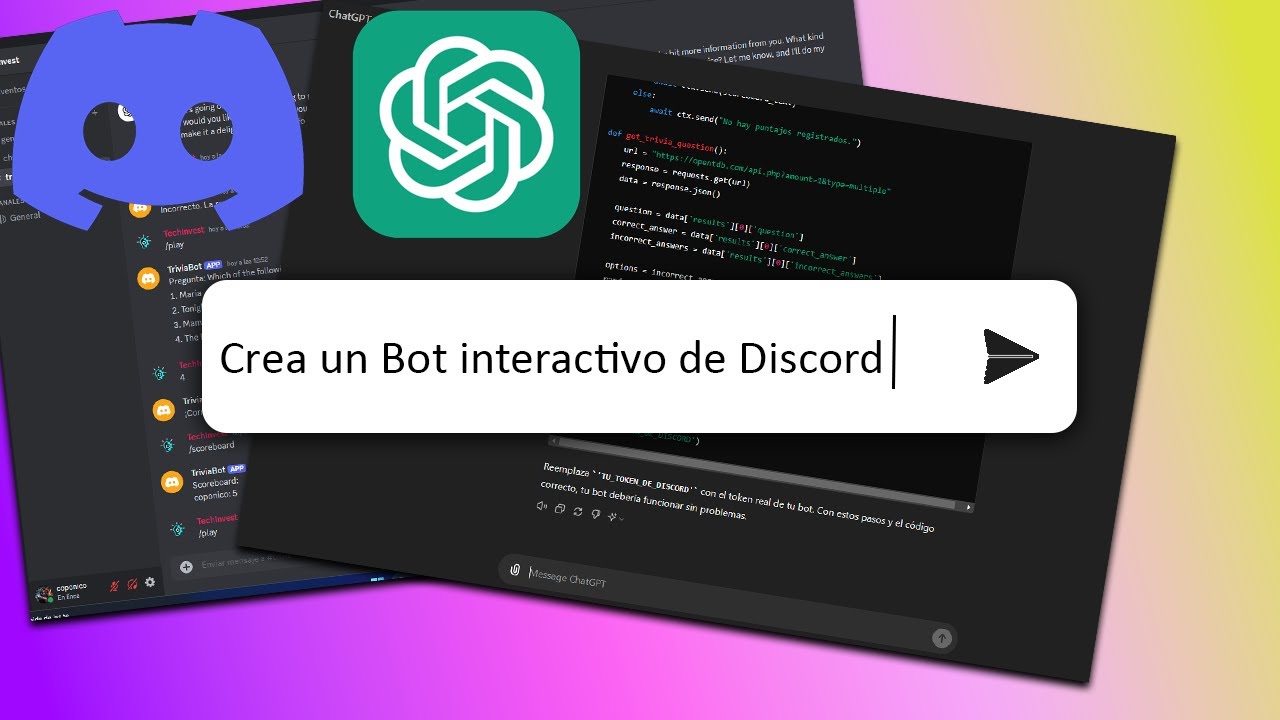 🤖 COMO CREAR UN BOT DE DISCORD INTERACTIVO (2024) | USANDO CHATGPT - YouTube