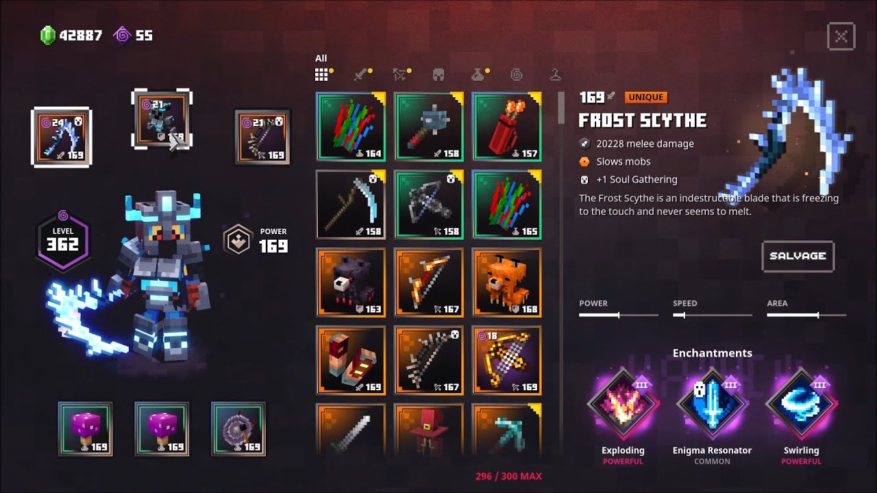 Minecraft Dungeons Frost Scythe Soul Build - YouTube