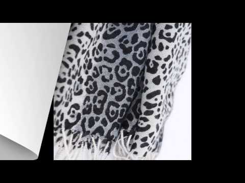 Pashmina Satin Black Leopard Printed Scarves Grey Shawl
