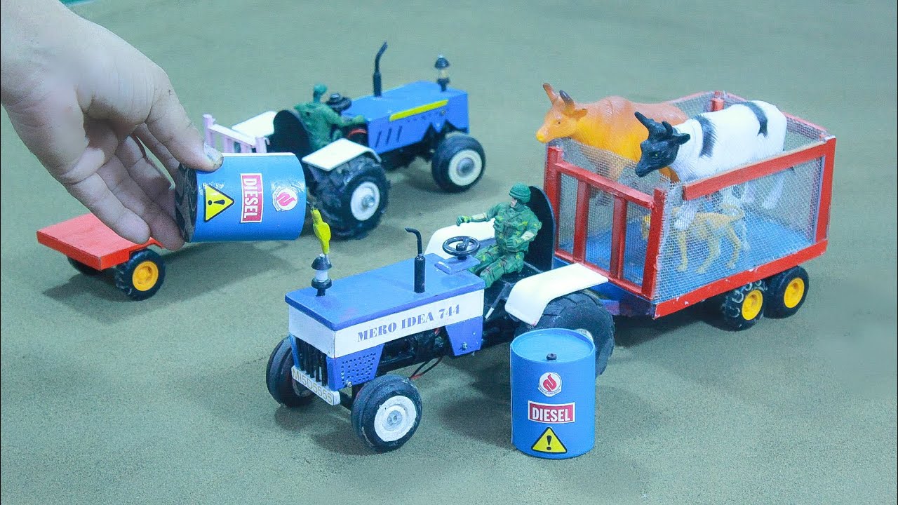 Diy tractor making mini diesel engine science project | farm animal ...